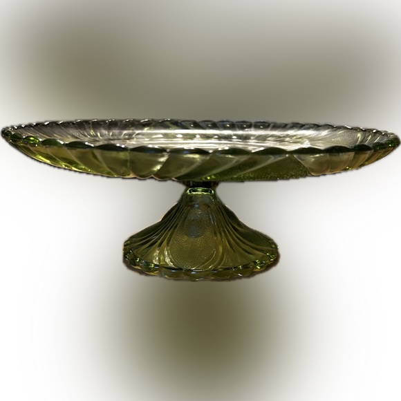 Kitchen | Vintage Glass Green 1 Cake Plate | Poshmark